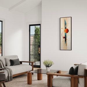 Tall Narrow Mid Century Modern Vertical Wall Art, Stylish Painting ...