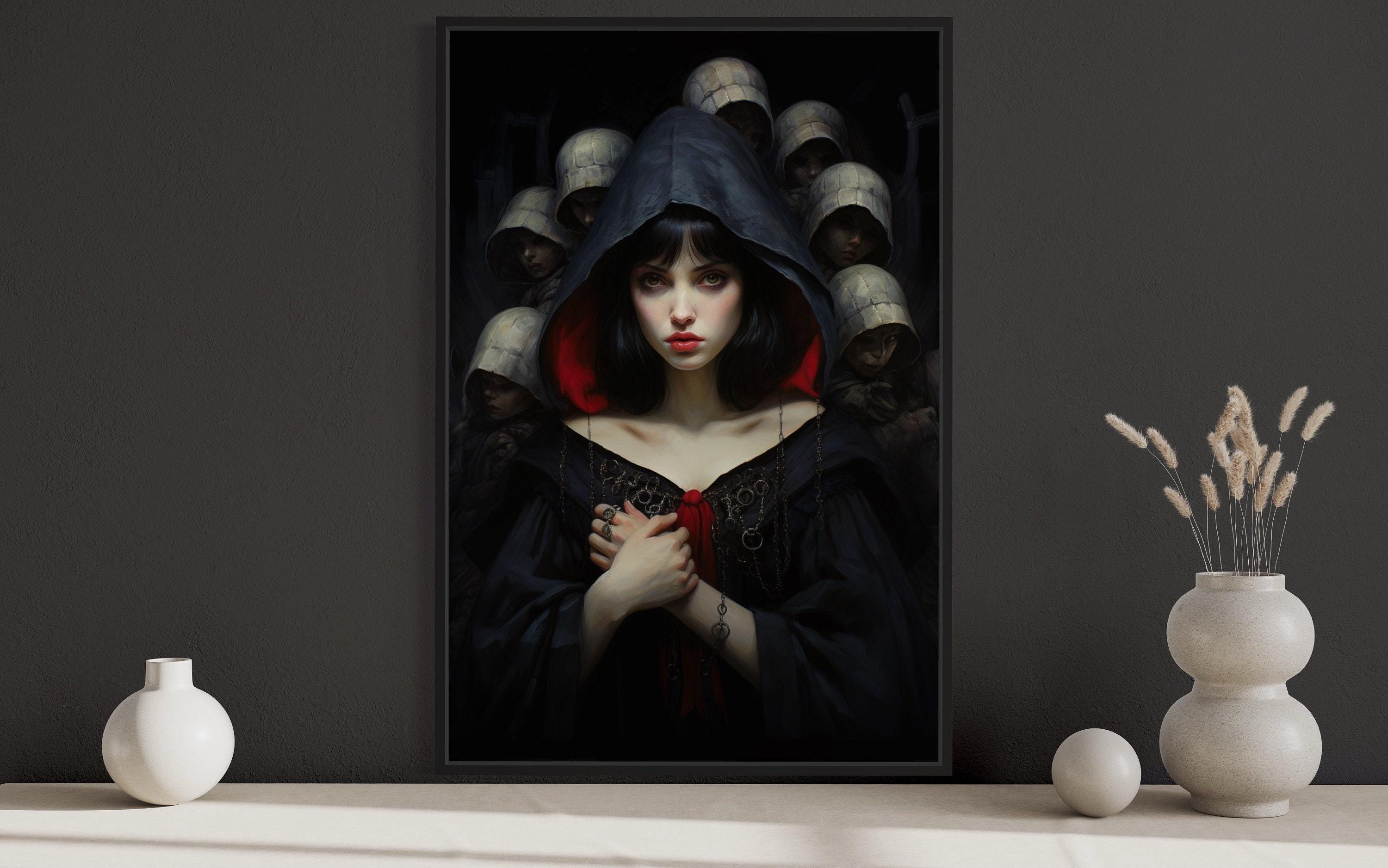 Gothic Snow White and Seven Dwarfs Painting Canvas PRINT, Dark Academia ...