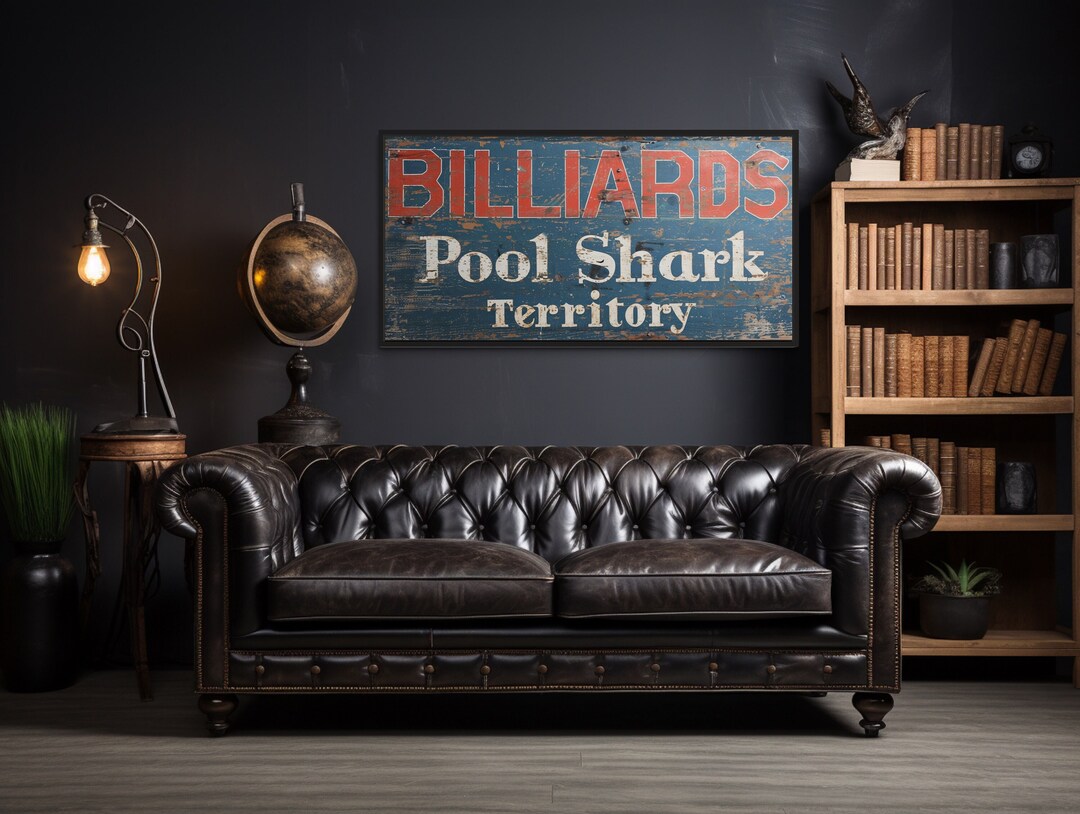 Billiards Room Wall Art Pool Shark Territory Retro Sign, Retro Game ...