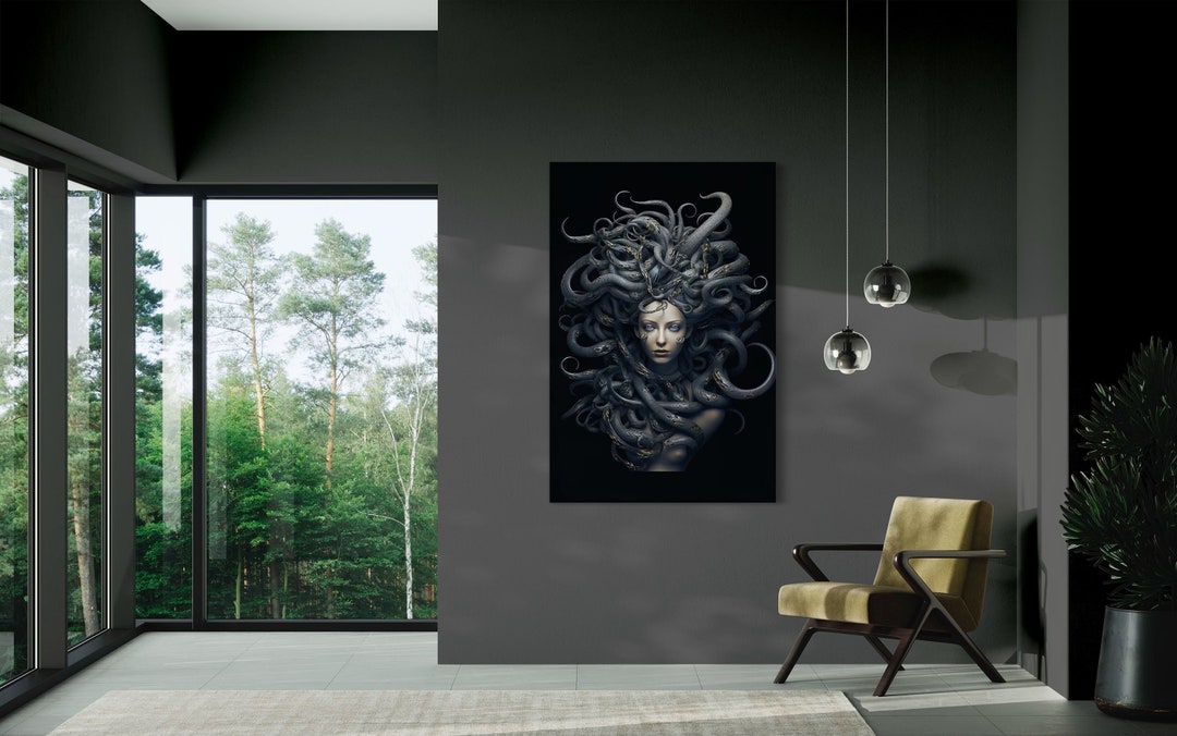 Medusa Greek Gorgon With Serpents Painting Canvas Print Greek Mythology ...