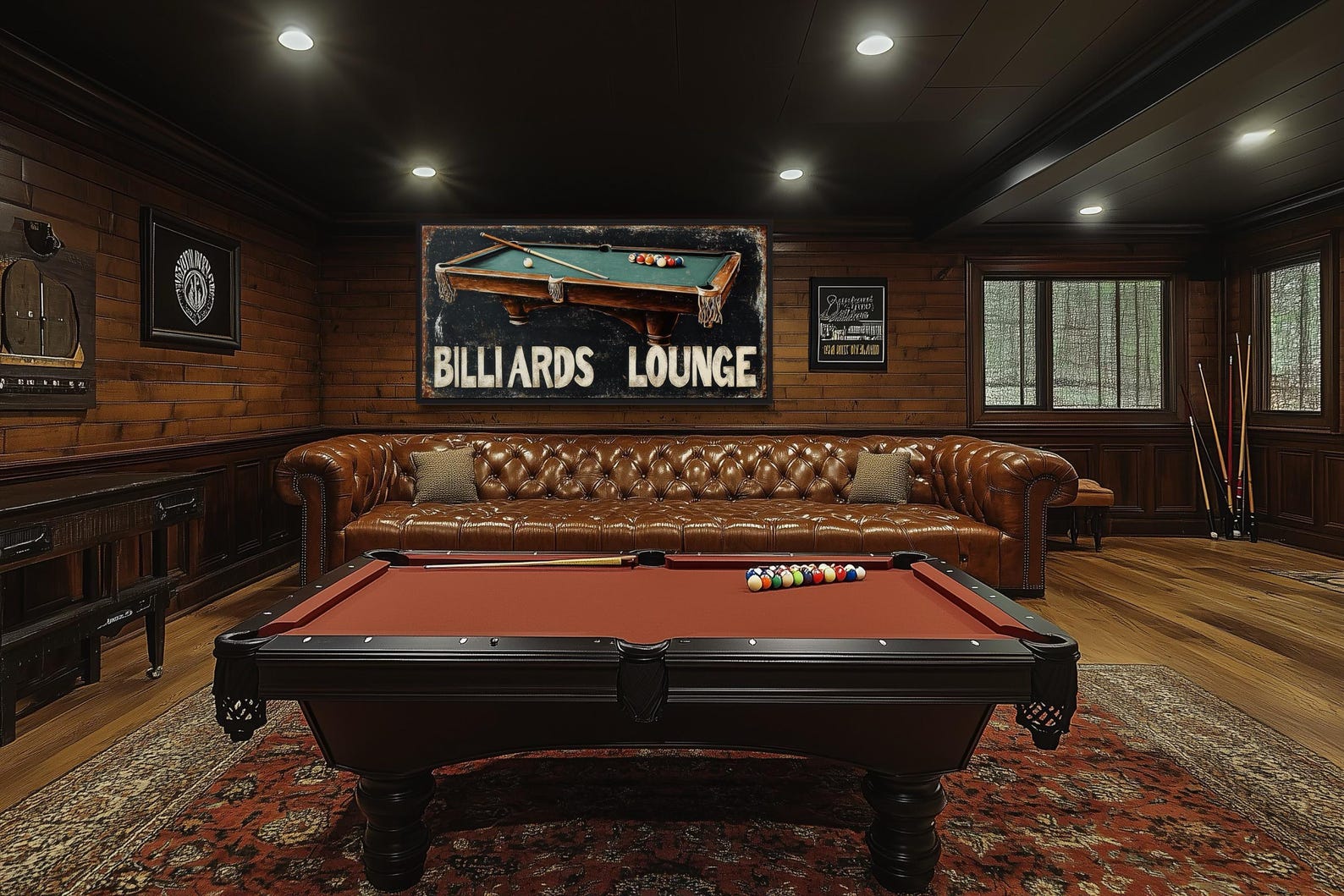 Billiards Room Sign - Billiards Lounge With Pool Table Painting Canvas ...