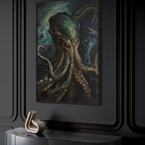 Cthulhu Space Monster Painting Canvas, Dark Academia Retro Victorian ...