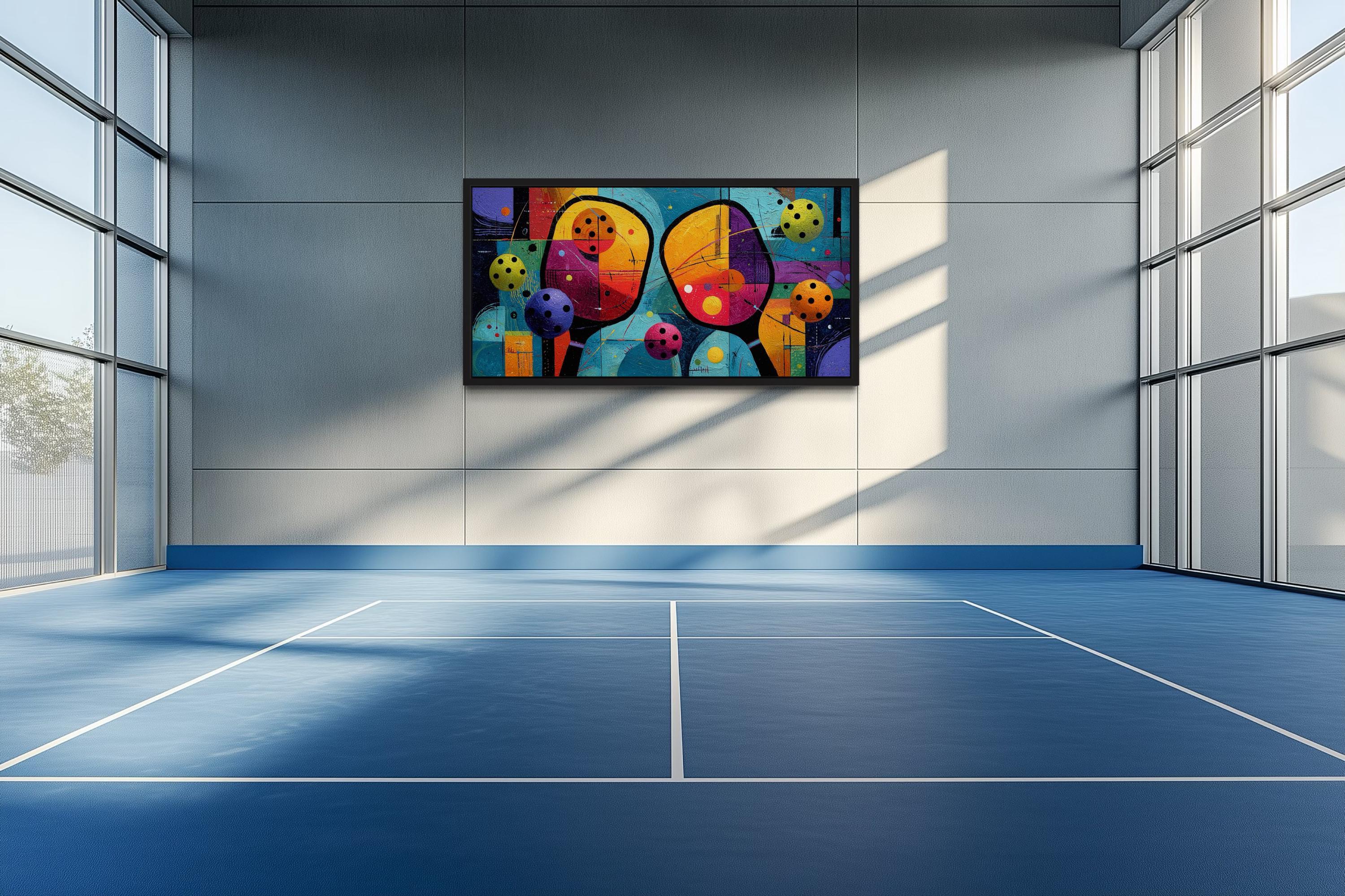 Colorful Pickleball Wall Art – Abstract Paddle and Ball Canvas Print ...