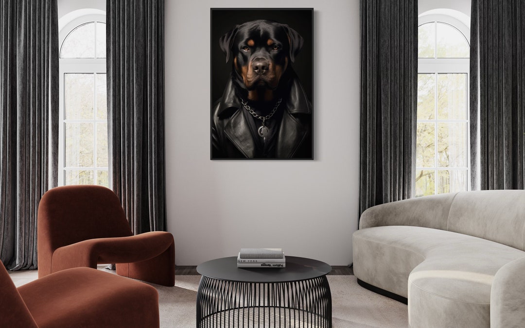 Rottweiler as Gangster Portrait Painting Cavas Print or Poster, Funny ...