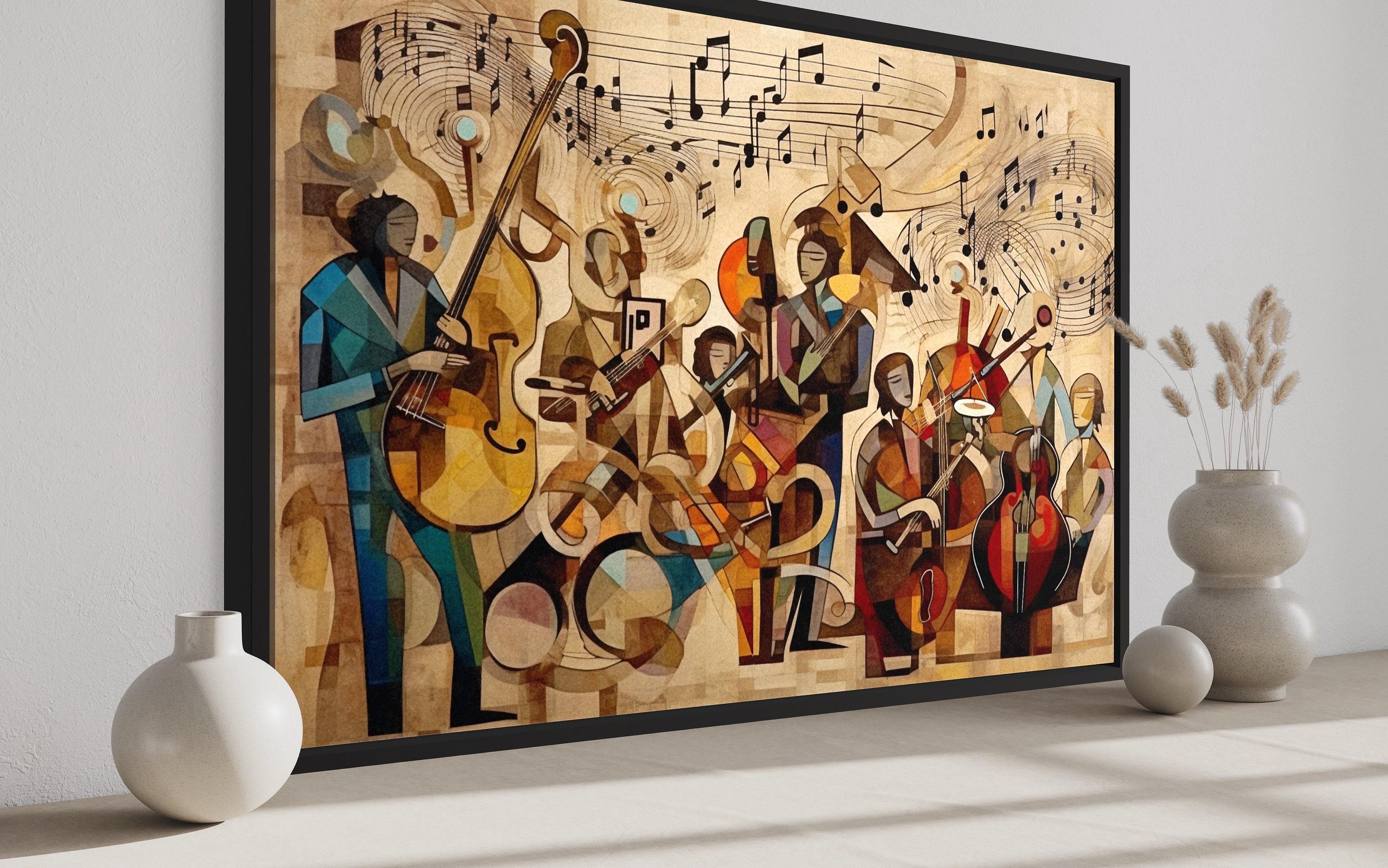 Music Room Wall Art Abstract Jazz Orchestra Painting - Musician Gift ...