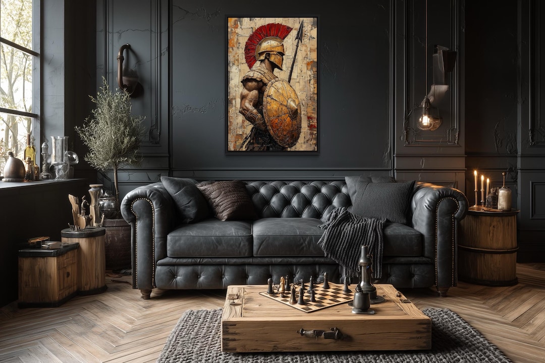 Spartan Warrior Wall Art – Warrior With Spear and Shield Canvas Print ...