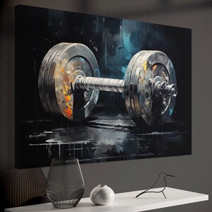 Barbell Graffiti Painting Canvas Print - Gym Wall Art - Motivational ...