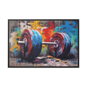 Gym Wall Art - Graffiti Barbell Painting Canvas Print - Motivational ...