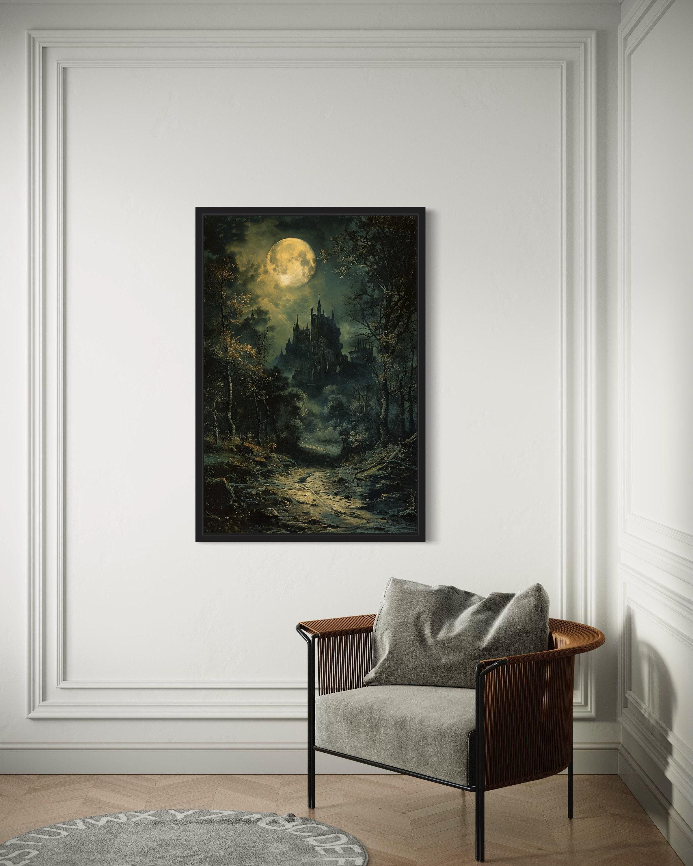 Dark Moonlit Gothic Vampire Castle Painting Canvas PRINT, Halloween ...