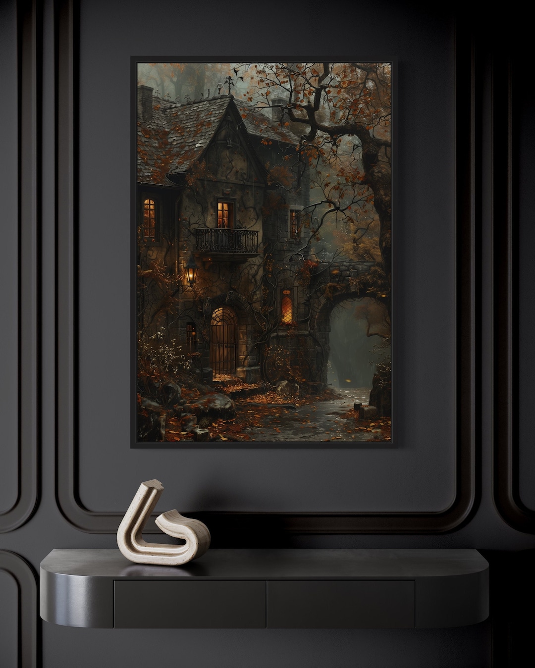 Haunted Victorian House Painting Canvas PRINT, Gothic Wall Art ...