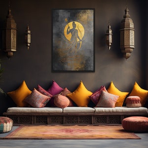Minimalist Lord Rama Wall Art, Indian Deity, Hindu God Decor Gold ...