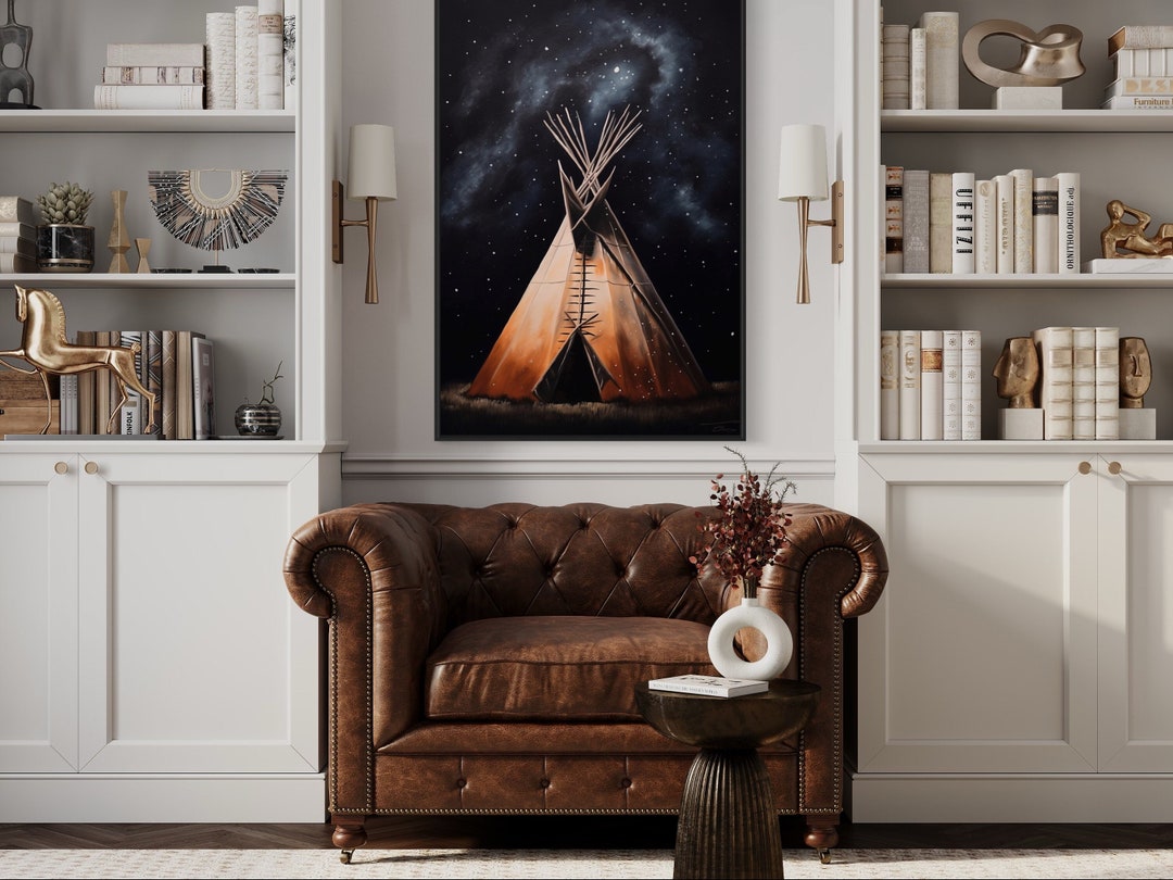 Native American Tipi Wall Art Tipi Under Starry Sky Painting - Etsy Canada