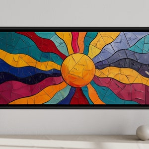 Vibrant Multicolored Sun Painting Long Horizontal Canvas PRINT, Living ...