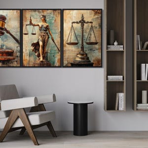 Law Office Wall Art - Scales of Justice, Lady Justice and Judge Gavel ...