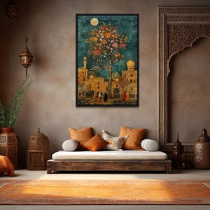 Persian Garden and Architecture Traditional Painting Canvas Wall Art ...