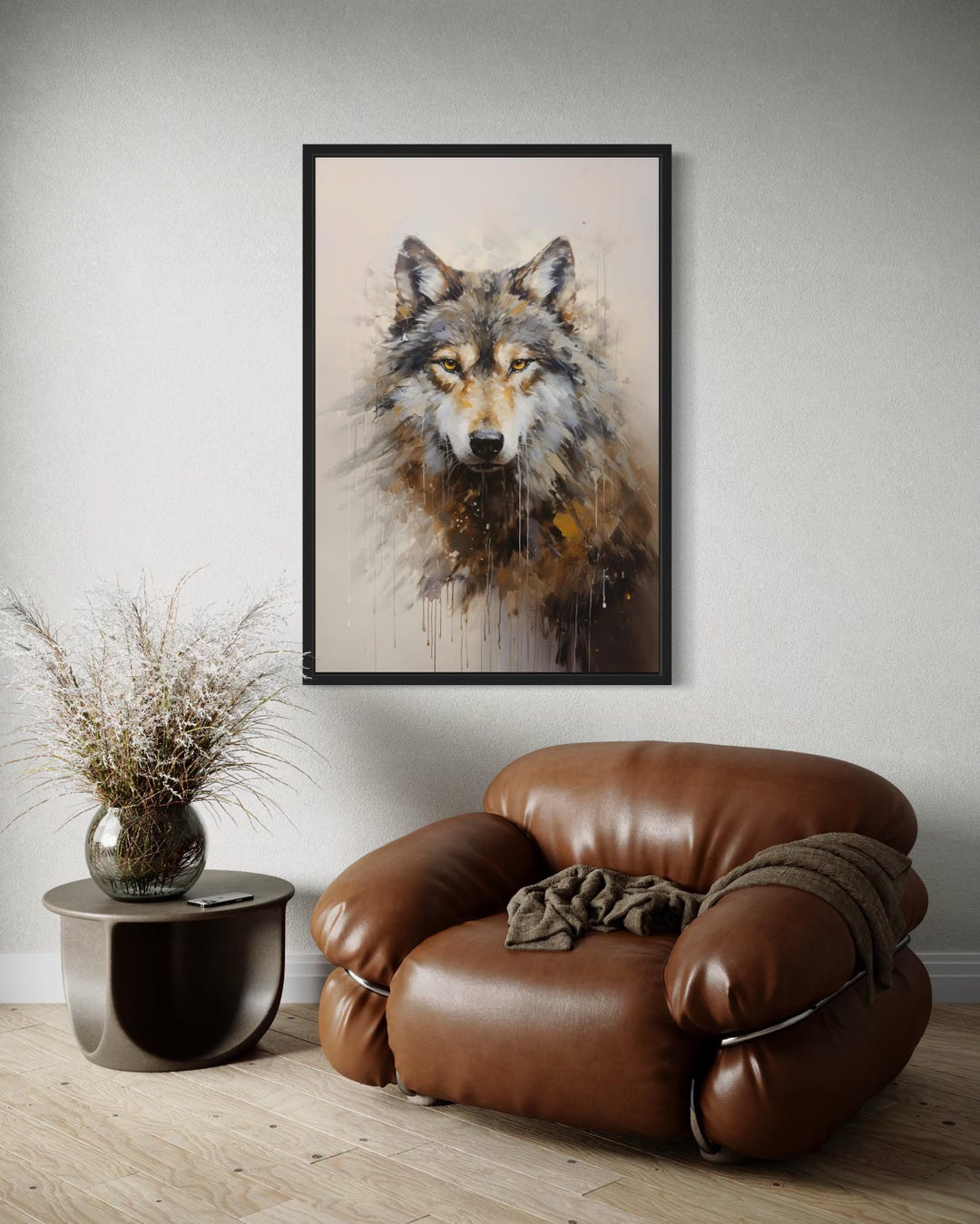 Wolf Abstract Painting Cavas PRINT, Wolf Wall Art, Cabin Wall Art ...