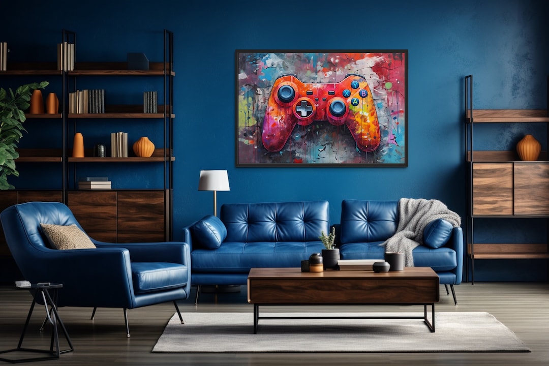 Graffiti Game Controller Wall Art Game Room Decor, Gift for Gamers, Man ...