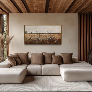 Framed Wildflowers Field Canvas Painting PRINT, Retro Farmhouse Wall ...