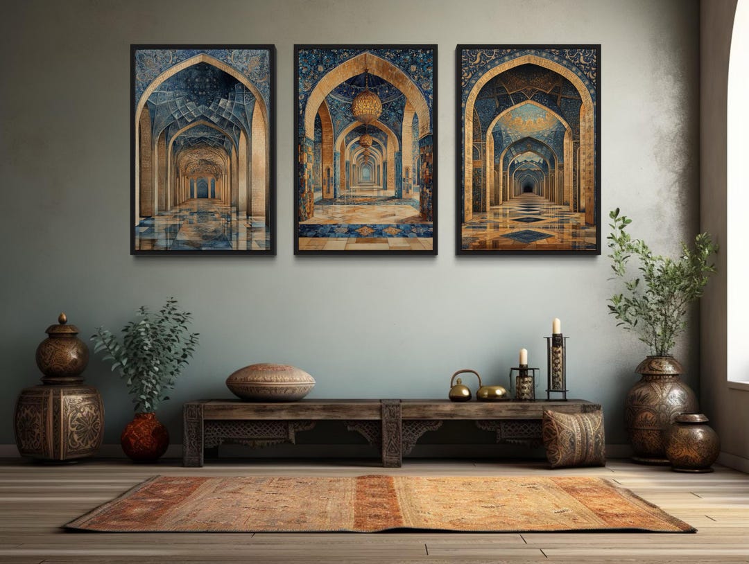 Set of 3 Persian Architecture Wall Art Prints – Islamic Archways and ...