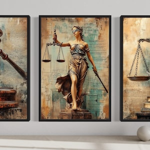 Law Office Wall Art - Scales of Justice, Lady Justice and Judge Gavel ...
