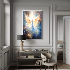 Angel in Blue Heavenly Light Painting Canvas PRINT, Angelic Apparition ...
