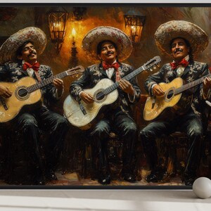 Mexican Wall Art - Mariachi Band Oil Painting Canvas Print or Poster ...