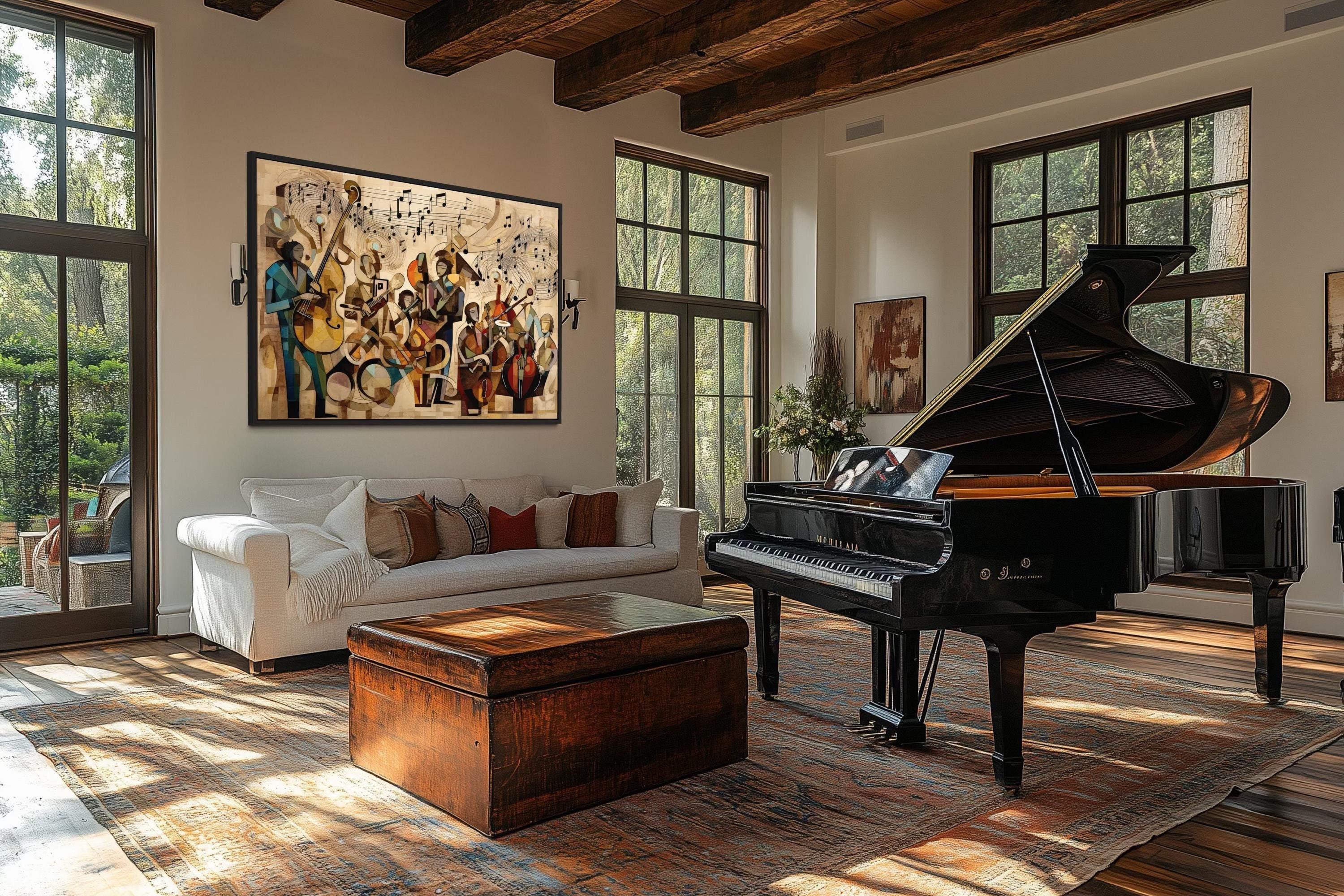Music Room Wall Art Abstract Jazz Orchestra Painting - Musician Gift ...