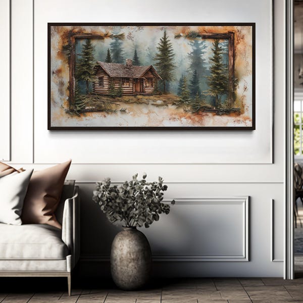 Log Cabin Art - Etsy