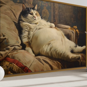 Chubby Fat Cat Victorian Portrait Oil Painting Canvas Print - Funny ...
