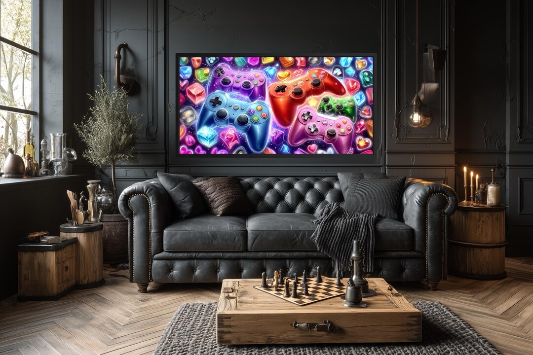 Gamer Wall Art, Colorful Game Controller Canvas Print, Neon Gaming ...