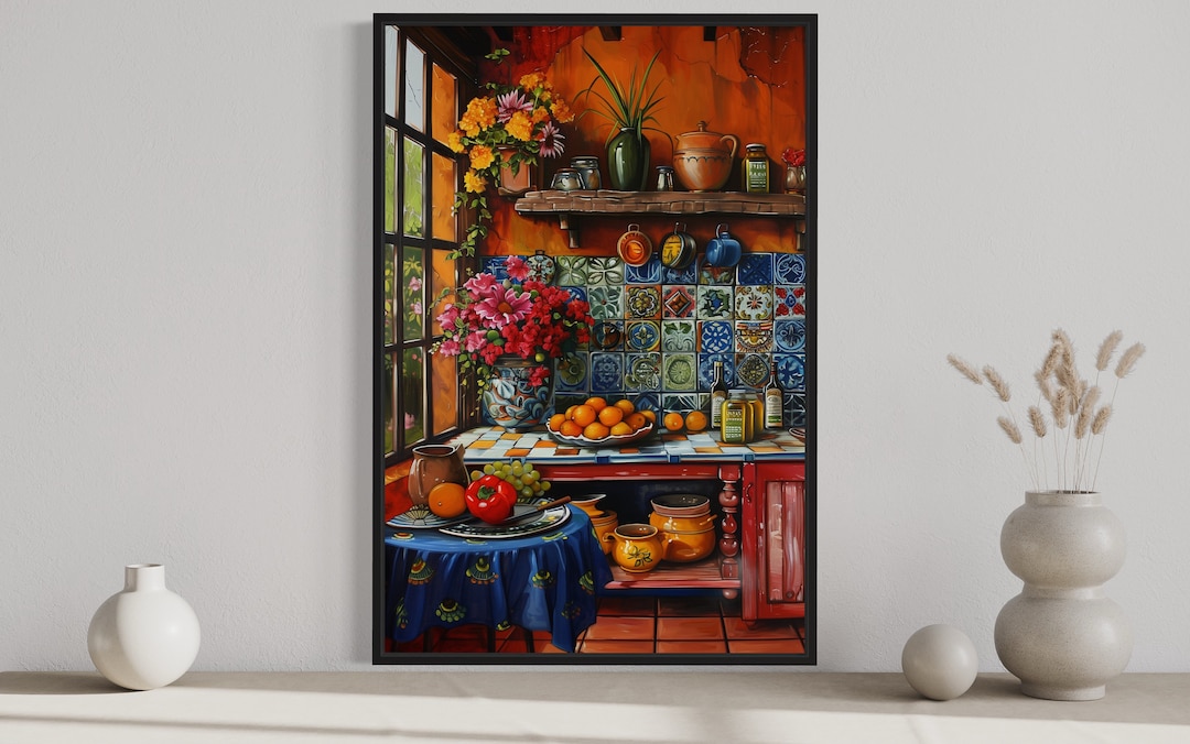Mexican Wall Art, Colorful Mexican Kitchen Painting Canvas PRINT ...