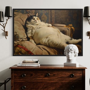 Chubby Fat Cat Victorian Portrait Oil Painting Canvas Print - Funny ...