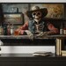 Skeleton Cowboy Barman at Western Saloon Wall Art, Wild West Canvas ...
