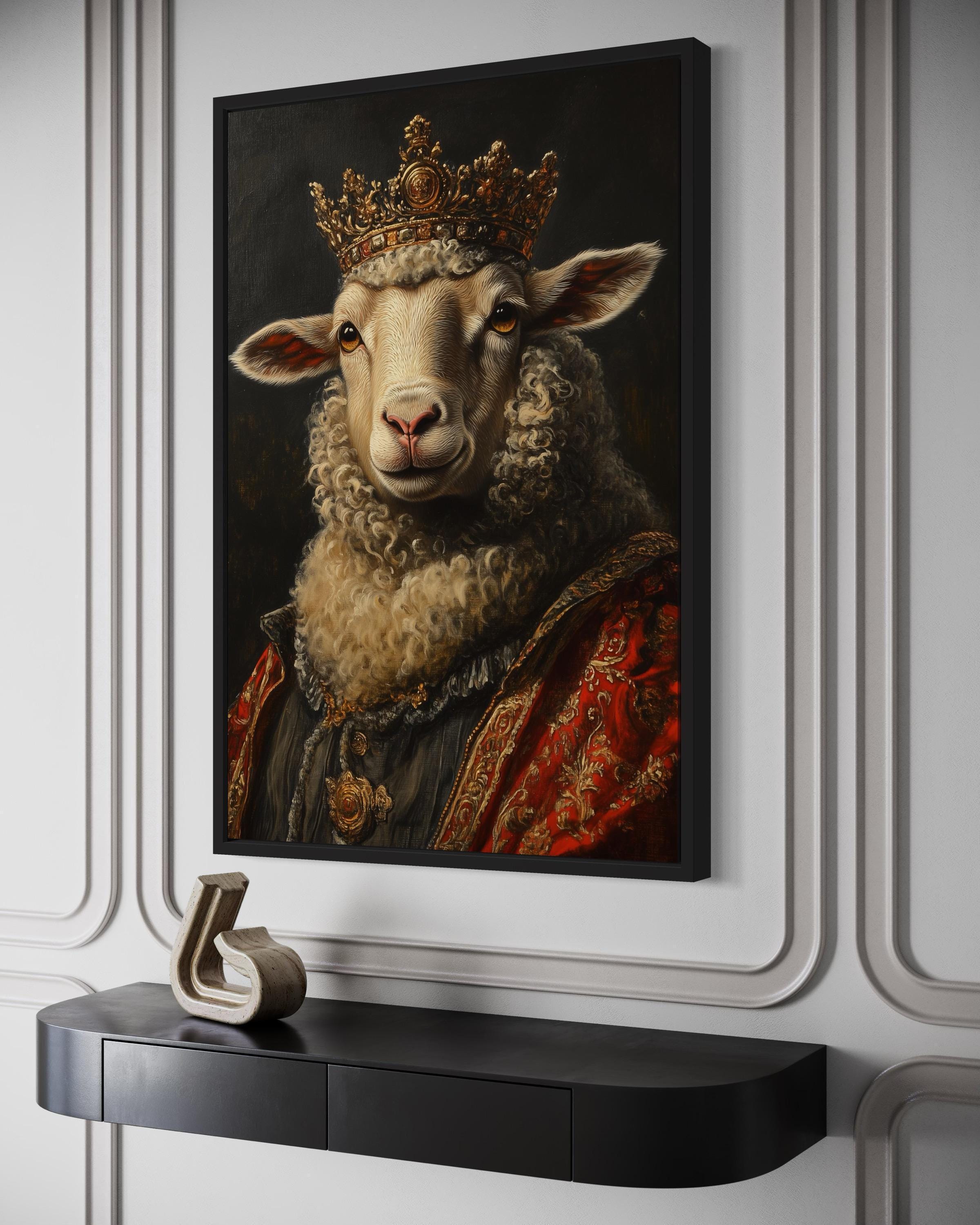 Sheep King in Crown Victorian Portrait Canvas Print, Dark Academia ...