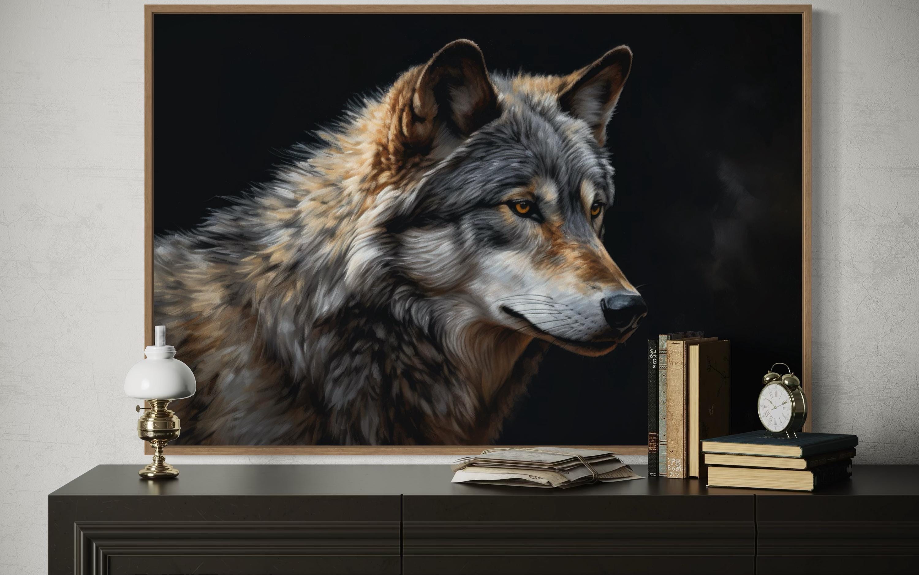 Wolf Wall Art, Wolf Painting Canvas PRINT, Lodge Wall Art, Cabin Wall ...