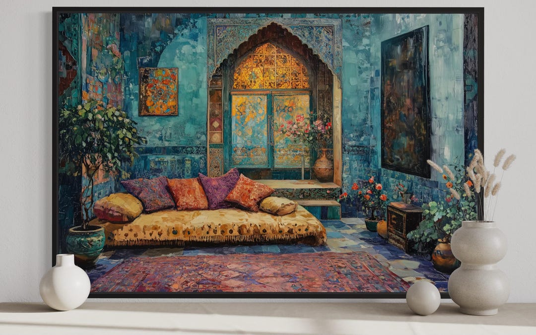 Persian Room Traditional Painting Canvas Wall Art, Middle Eastern Wall ...