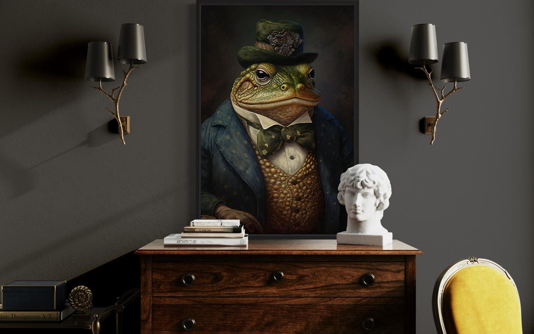 Victorian Toad Retro Portrait Painting Poster or Canvas PRINT, Frog ...