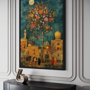 Persian Garden and Architecture Traditional Painting Canvas Wall Art ...