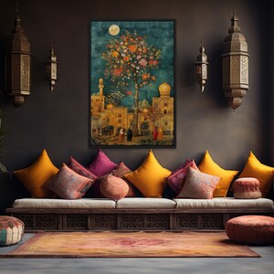 Persian Garden and Architecture Traditional Painting Canvas Wall Art ...