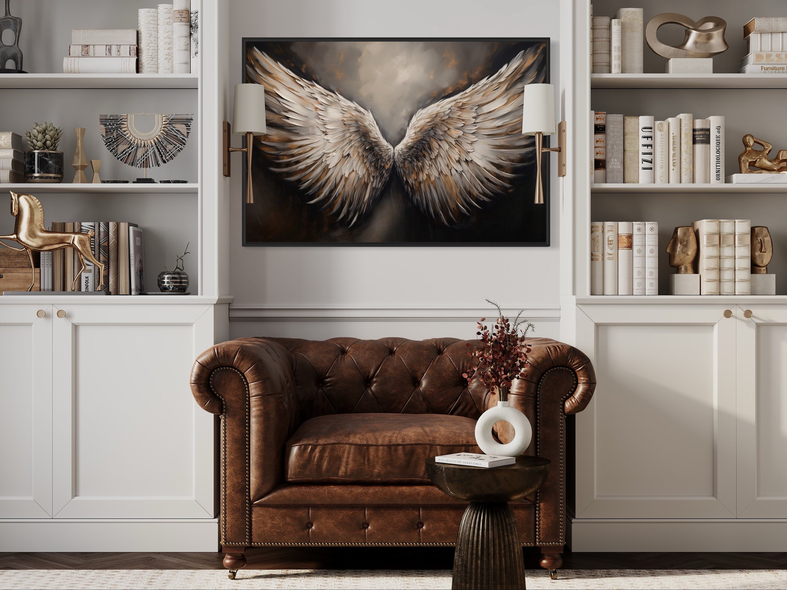 Angel Wings Wall Art Abstract Oil Painting Printed on Canvas - Etsy