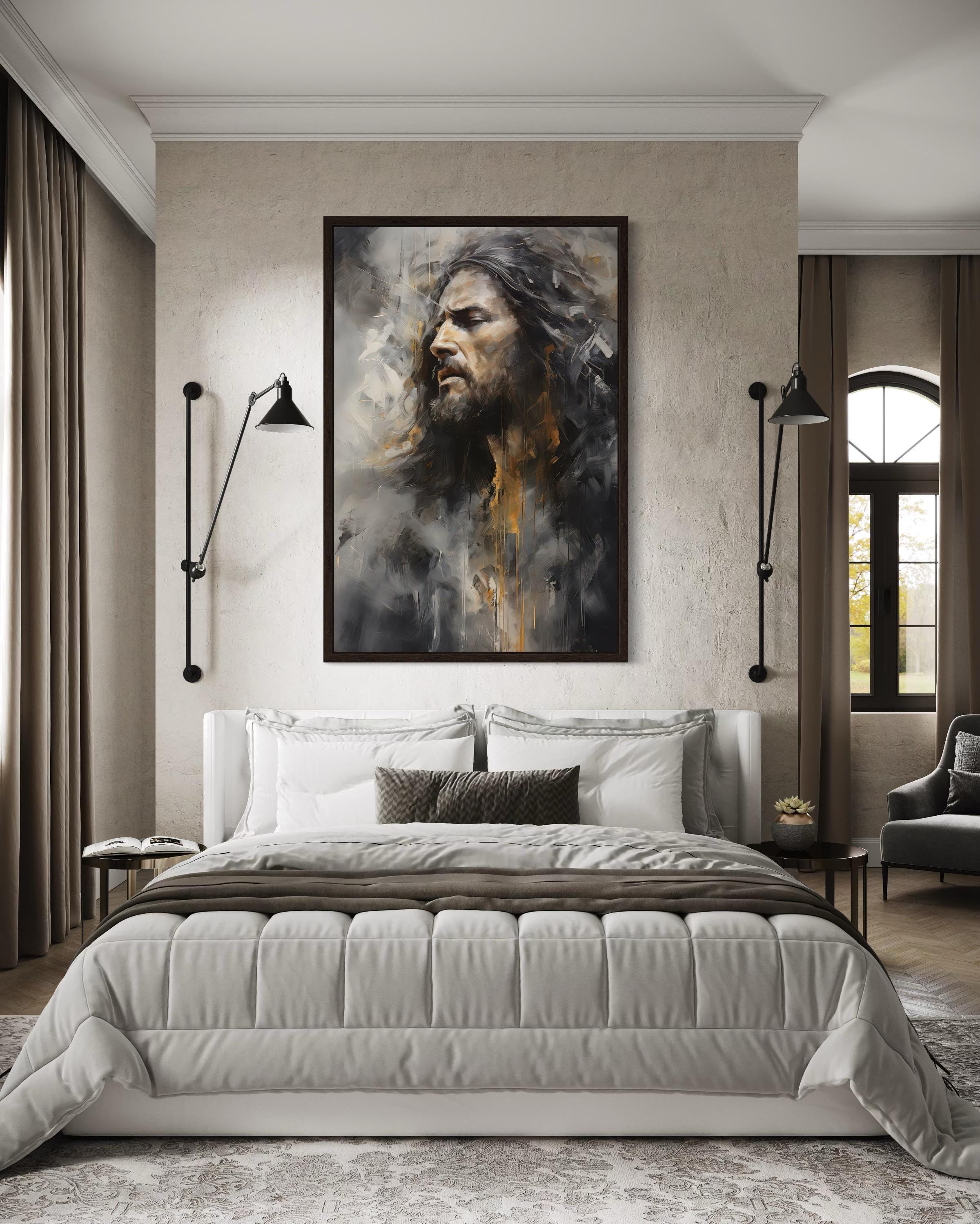 Jesus Christ Portrait, Modern Christian Wall Art, Abstract Painting ...