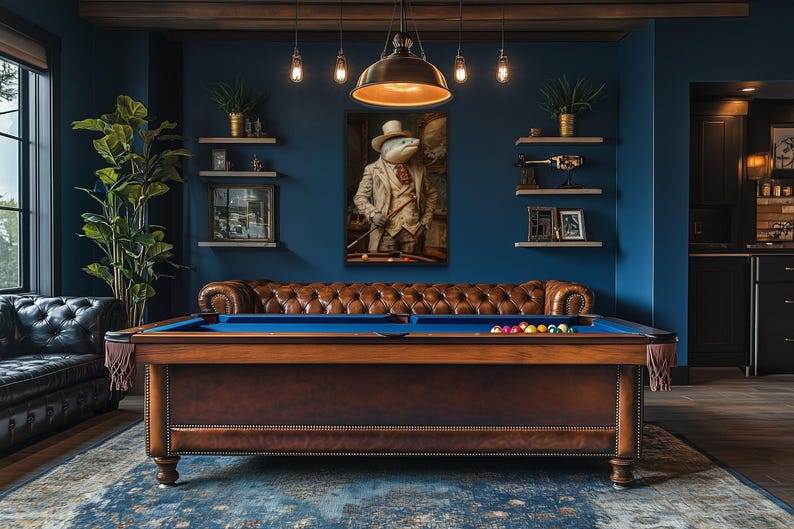 Pool Shark Wall Art, Billiards Room Wall Decor, Man Cave Decor, Gift ...