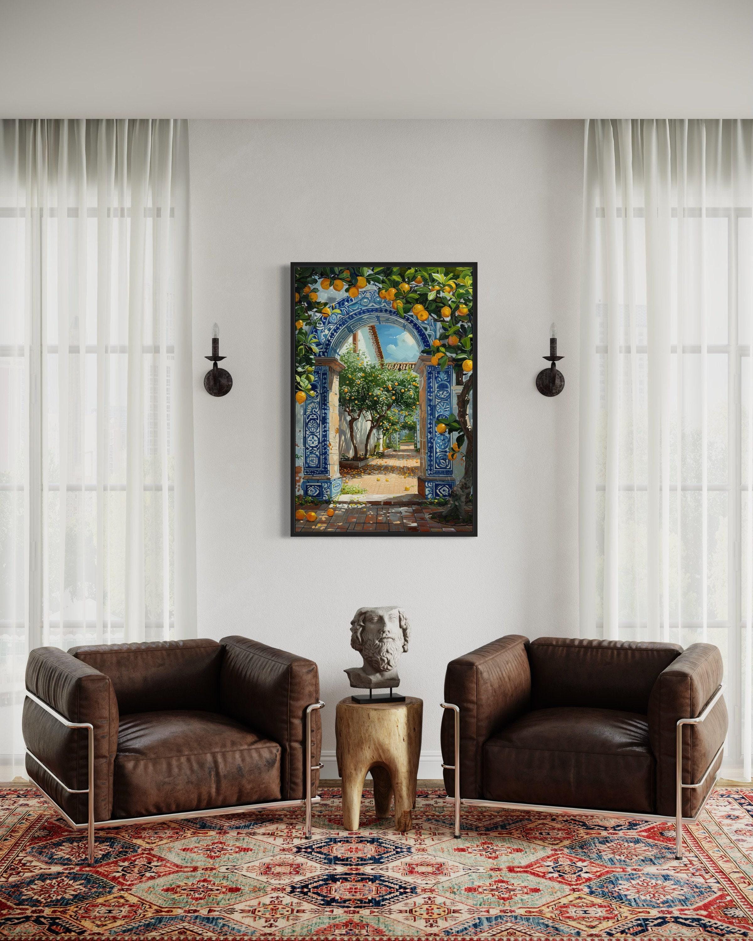 Portugal Wall Art Portuguese Doorway Adorned With Blue White Azulejos ...