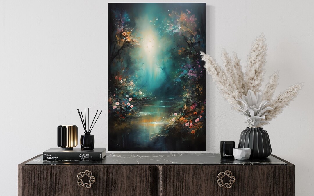 Magical Enchanted Forest Wall Art Fantasy Forest Painting - Etsy