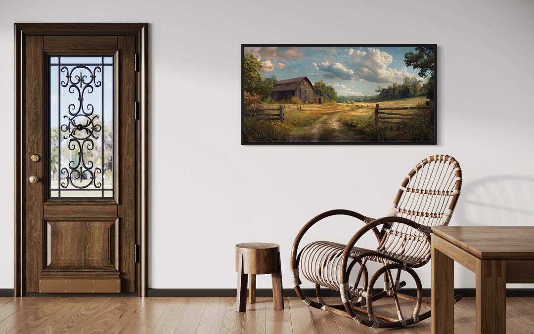 Retro Farm Wall Art Old Barn in the Farm Landscape Painting Canvas ...