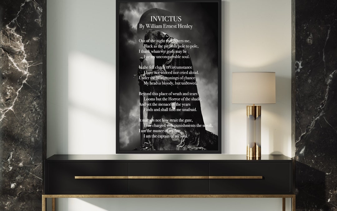 Invictus Poem Wall Art- William Ernest Henley Poem Painting Canvas ...