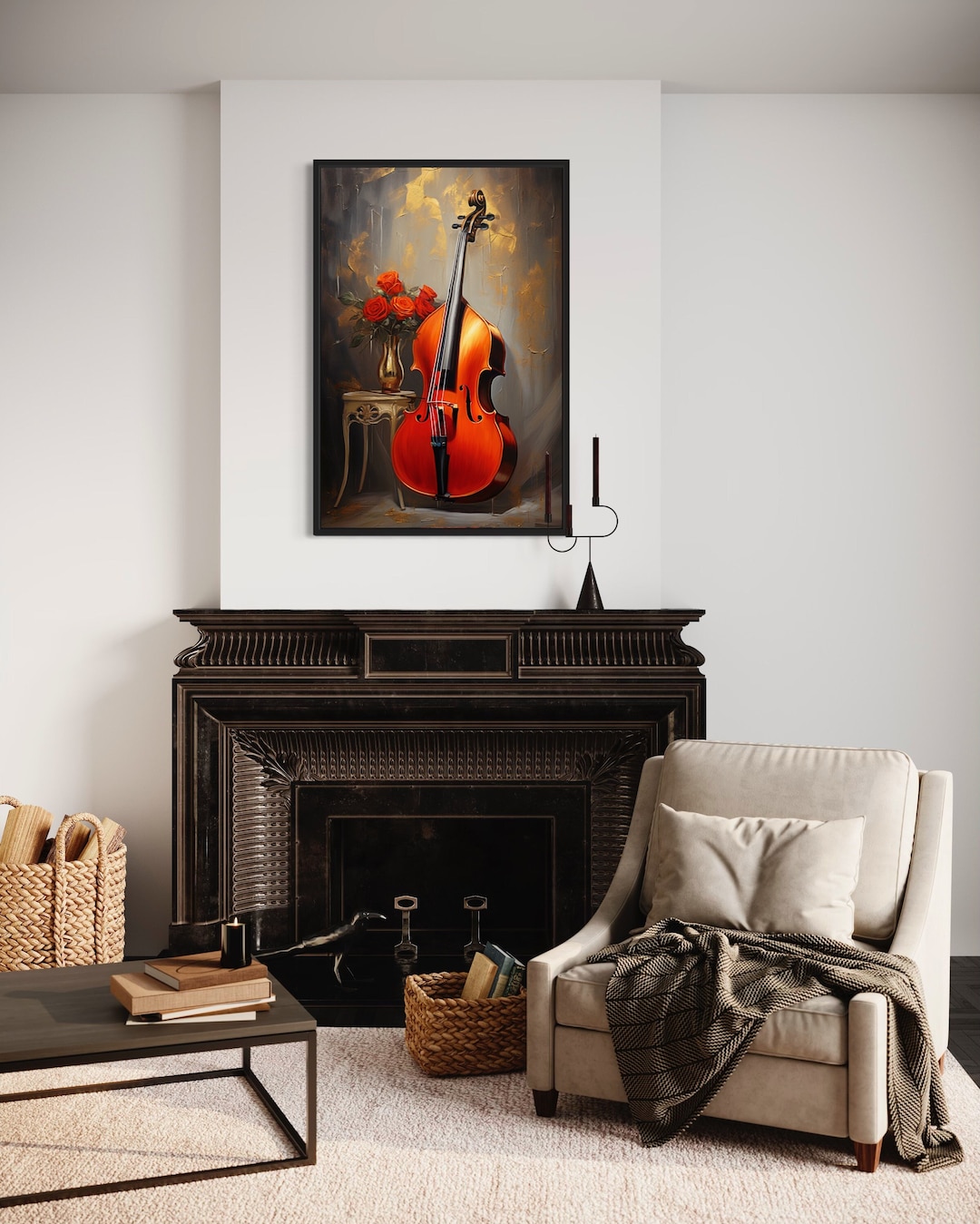 Double Bass Wall Art, Classical Music Instruments Wall Decor, Gift for ...