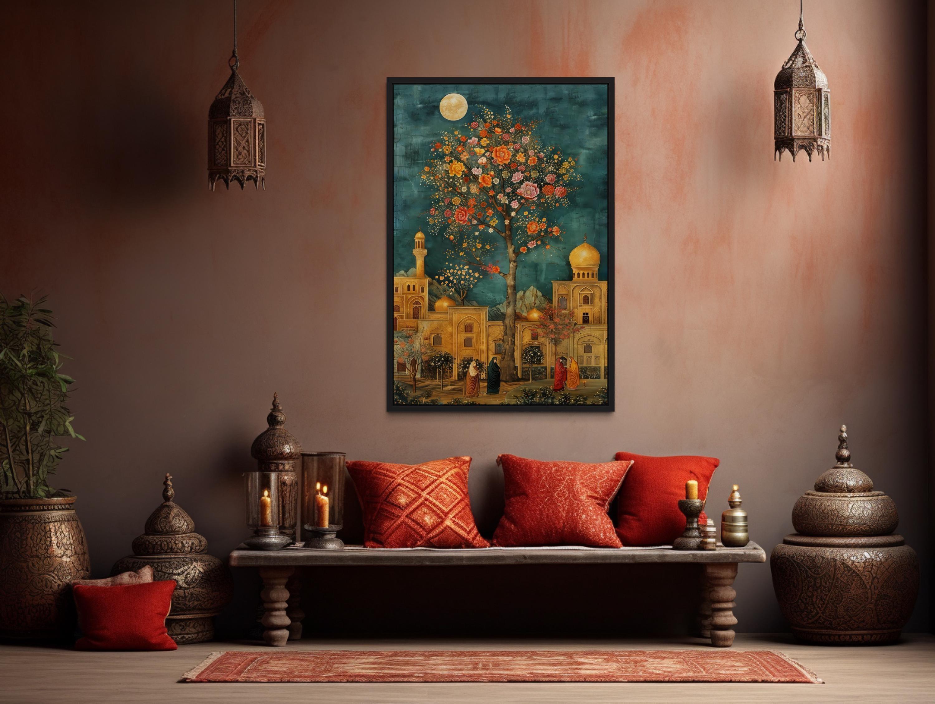 Persian Garden and Architecture Traditional Painting Canvas Wall Art ...