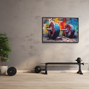 Gym Wall Art - Graffiti Barbell Painting Canvas Print - Motivational ...