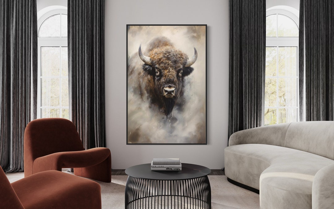 American Buffalo or Bison Wall Art, Abstract Painting Extra Large ...